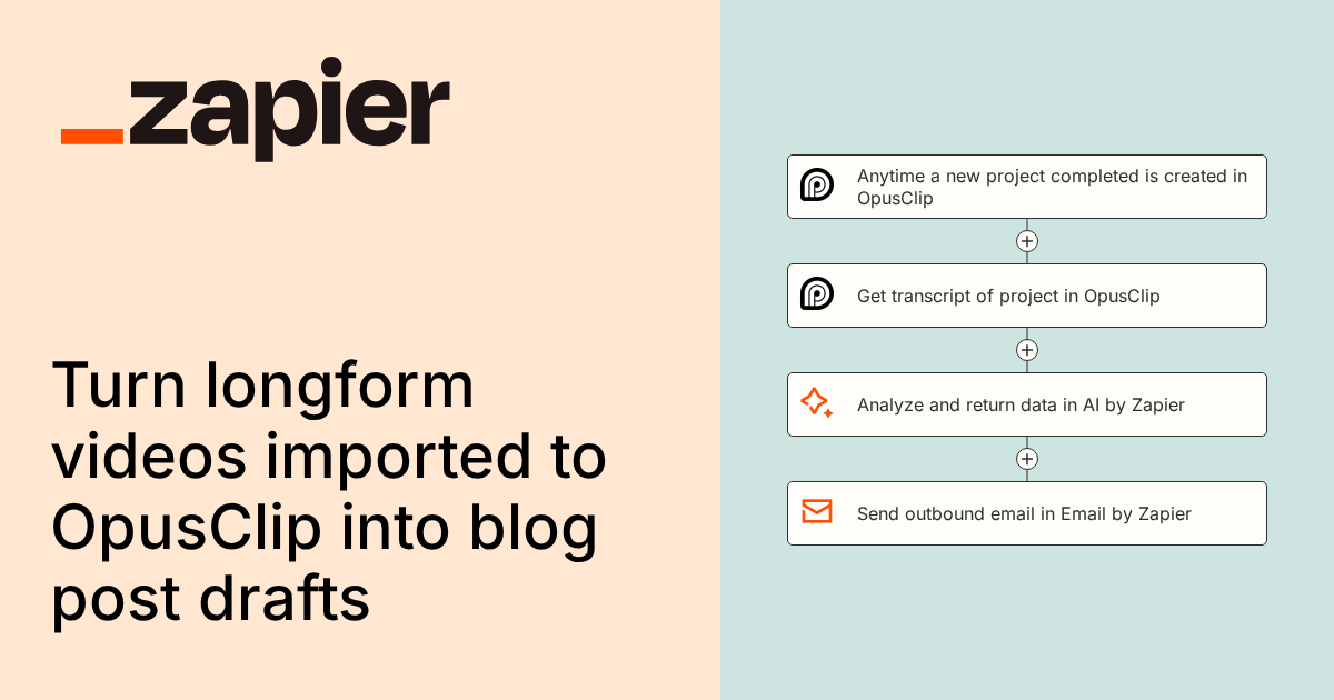 This Zap listens for any new videos being imported to your OpusClip account, and automatically ...
