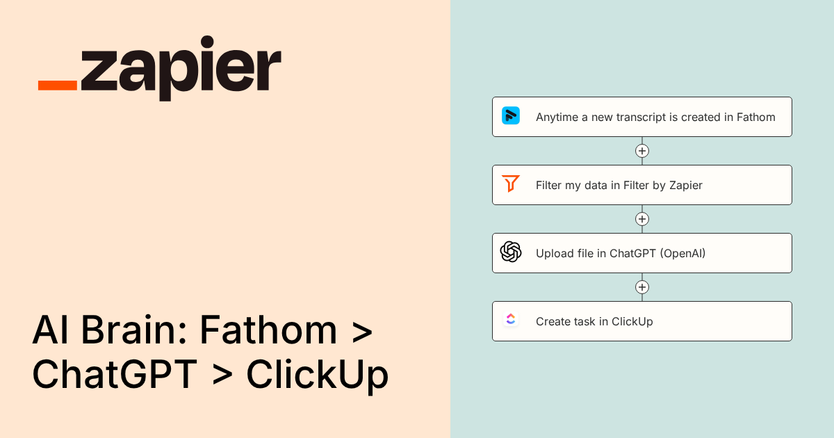 Anytime a new transcript is created in Fathom, filter my data in Filter by Zapier, upload file ...