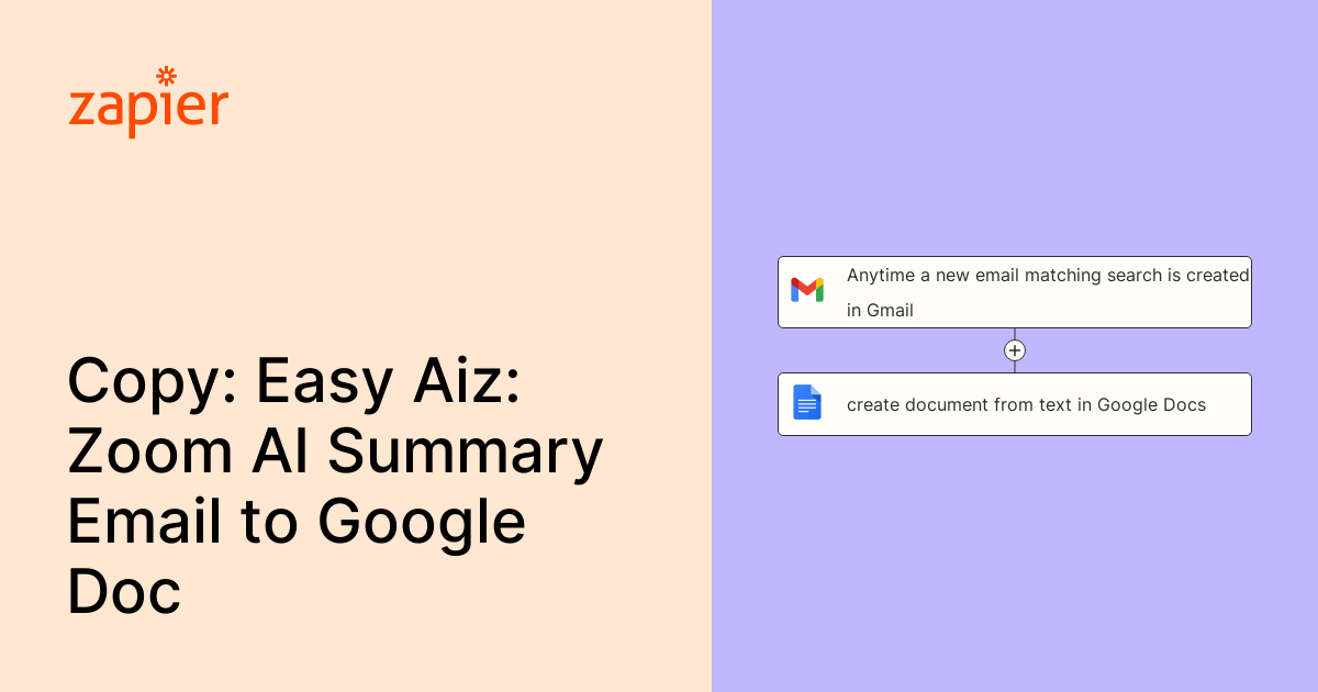 Anytime a new email matching search is created in Gmail, create document from text in Google ...