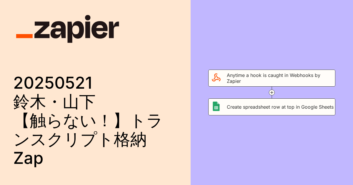 Anytime a hook is caught in Webhooks by Zapier, create spreadsheet row at top in Google Sheets ...