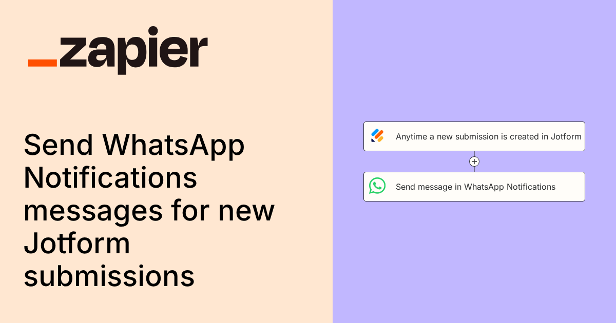 Anytime a new submission is created in Jotform, send message in WhatsApp Notifications. | Zapier