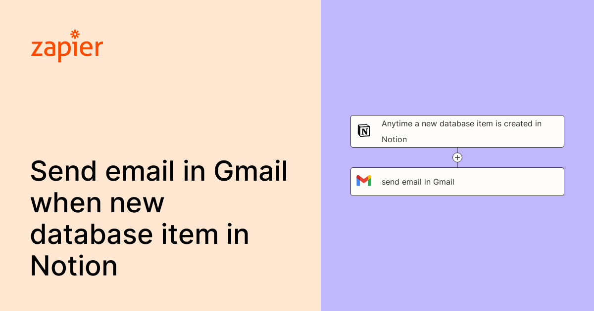Anytime a new database item is created in Notion, send email in Gmail. | Zapier