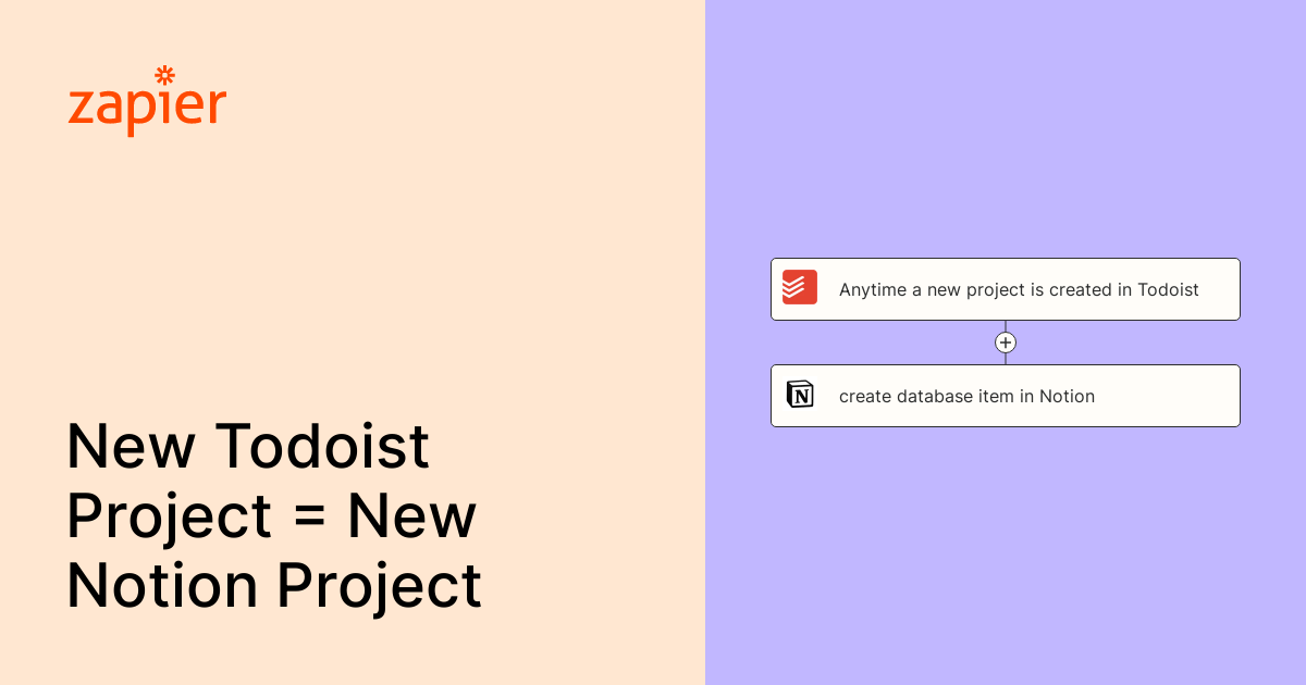 Anytime a new project is created in Todoist, create database item in Notion. | Zapier