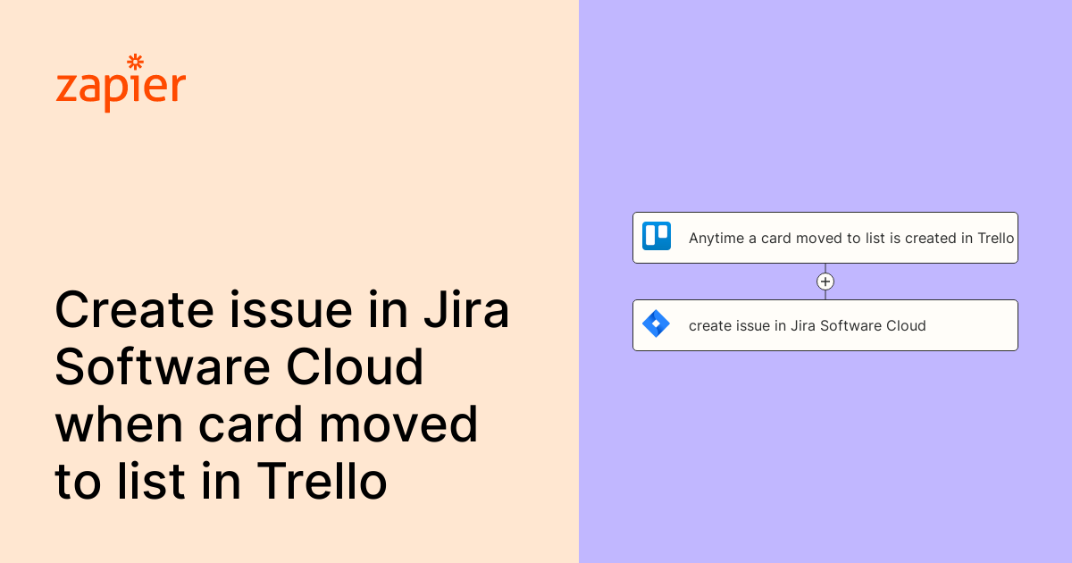 Anytime a card moved to list is created in Trello, create issue in Jira Software Cloud. | Zapier