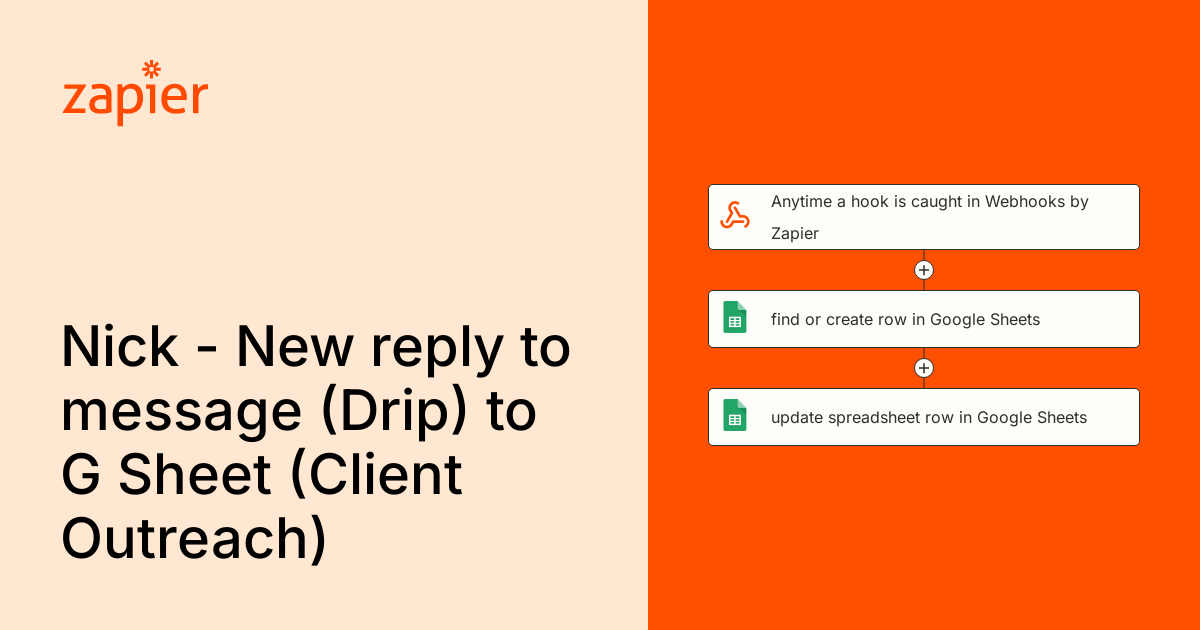 Anytime a hook is caught in Webhooks by Zapier, find or create row in Google Sheets and update ...