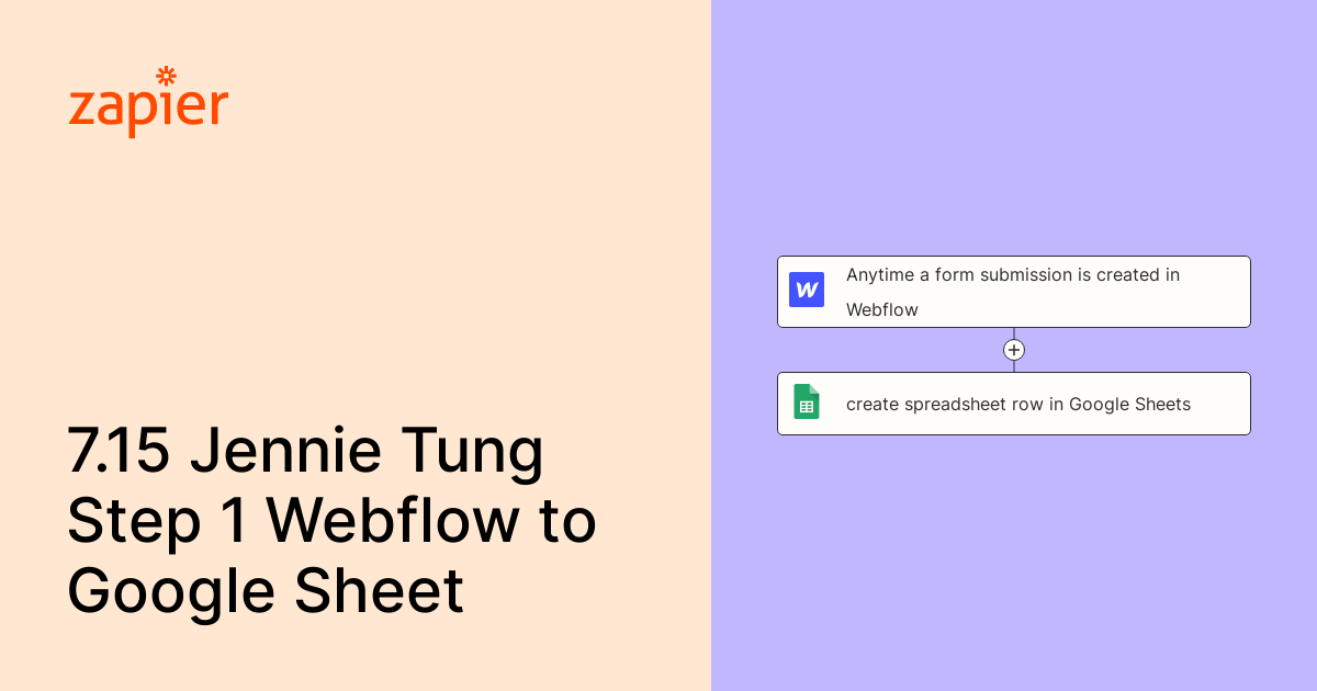 Anytime a form submission is created in Webflow, create spreadsheet row in Google Sheets. | Zapier