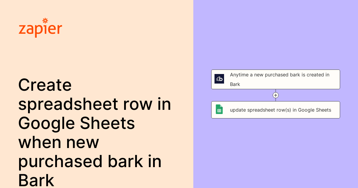 Anytime a new purchased bark is created in Bark, update spreadsheet row(s) in Google Sheets ...