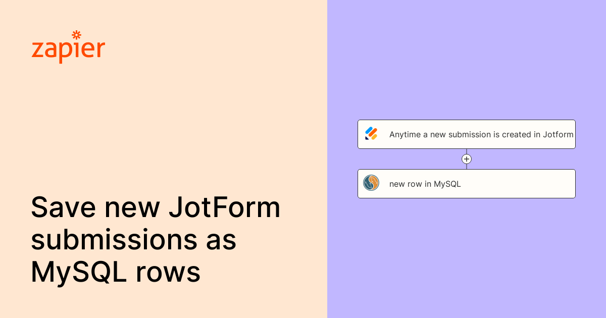 Anytime a new submission is created in Jotform, new row in MySQL. | Zapier