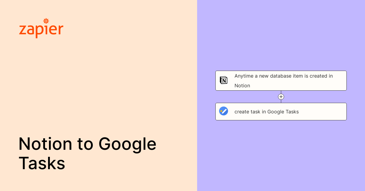 Anytime a new database item is created in Notion, create task in Google Tasks. | Zapier