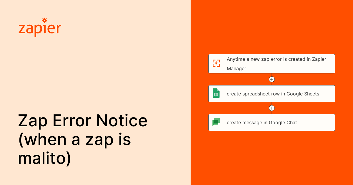 Anytime a new zap error is created in Zapier Manager, create spreadsheet row in Google Sheets ...