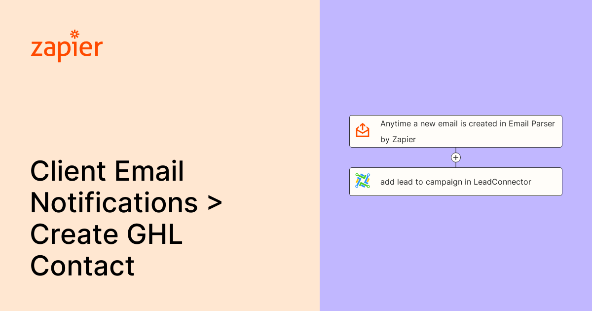Anytime a new email is created in Email Parser by Zapier, add lead to ...