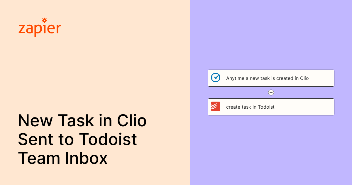 Anytime a new task is created in Clio, create task in Todoist. | Zapier