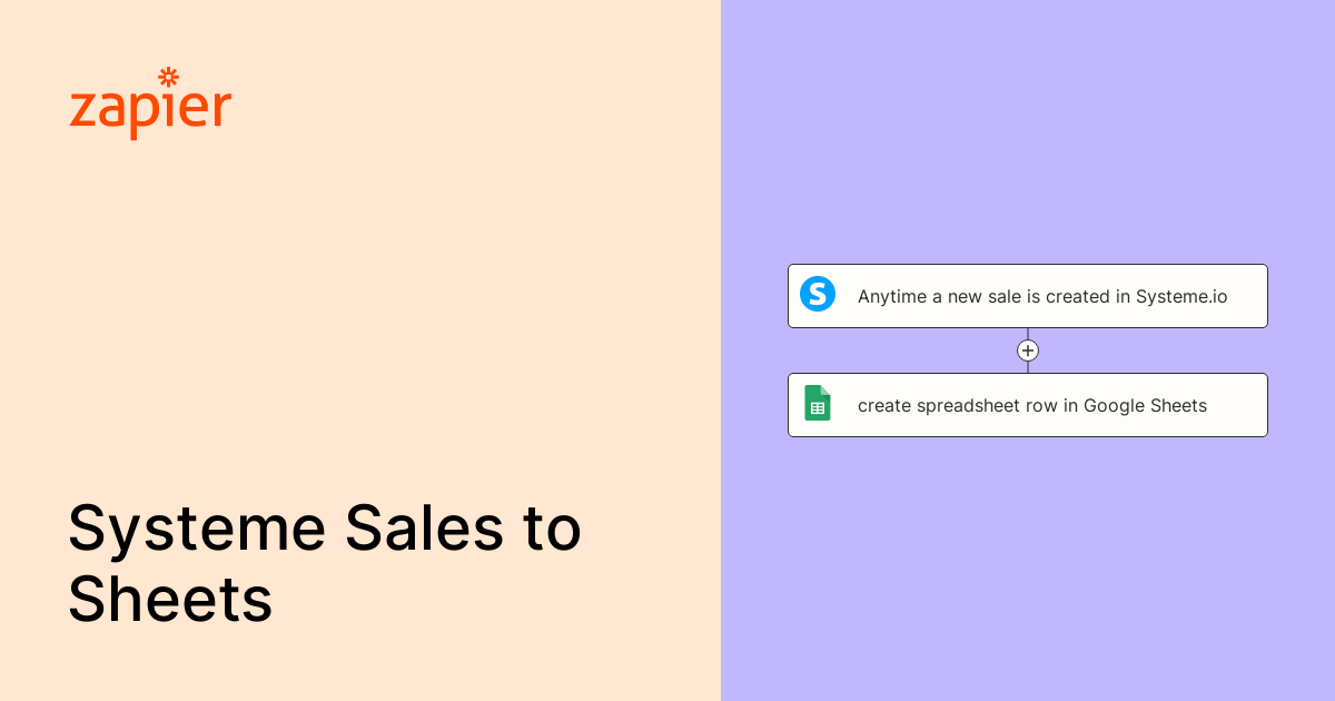 Anytime a new sale is created in Systeme.io, create spreadsheet row in Google Sheets. | Zapier