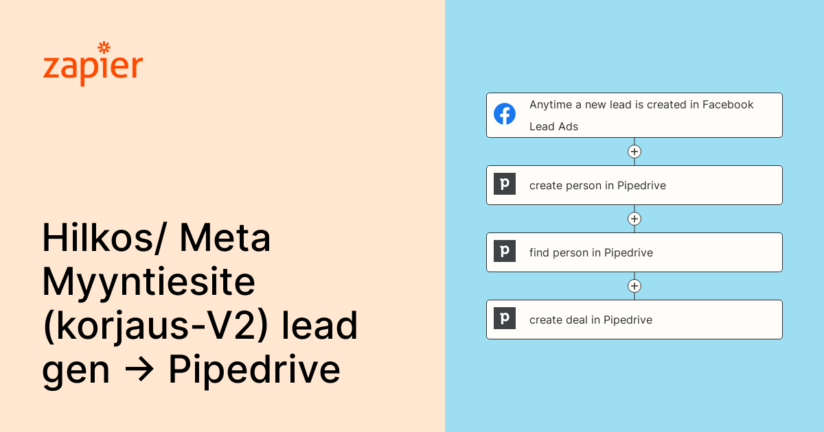 Anytime a new lead is created in Facebook Lead Ads, create person in Pipedrive, find person in ...