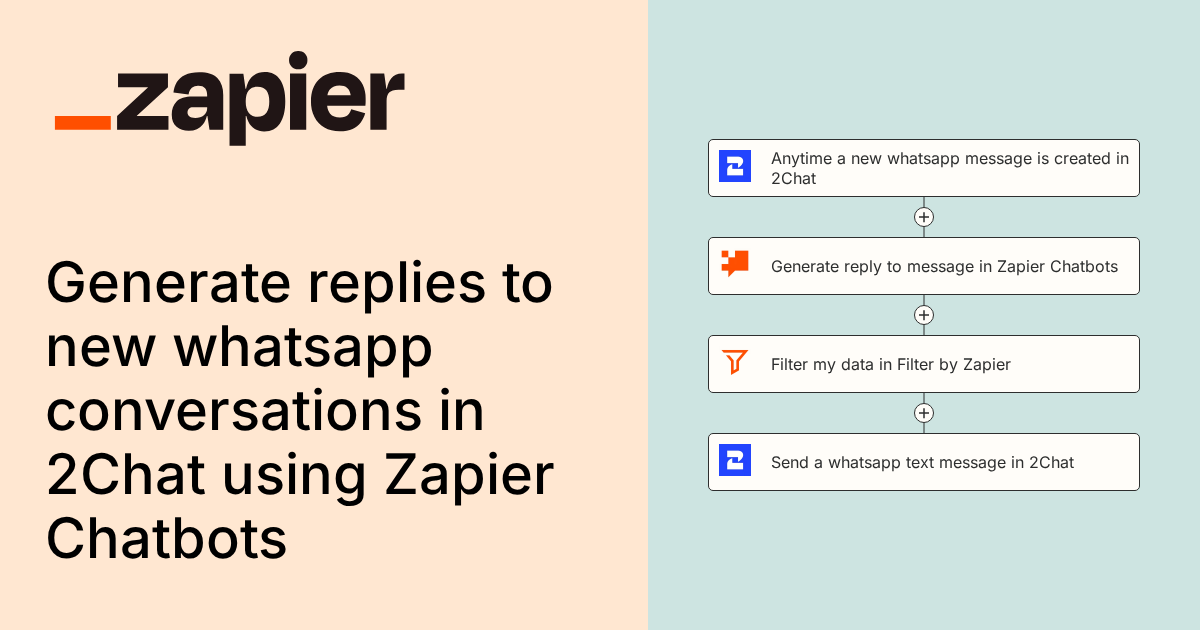 Anytime a new whatsapp message is created in 2Chat, generate reply to message in Zapier Chatbots ...