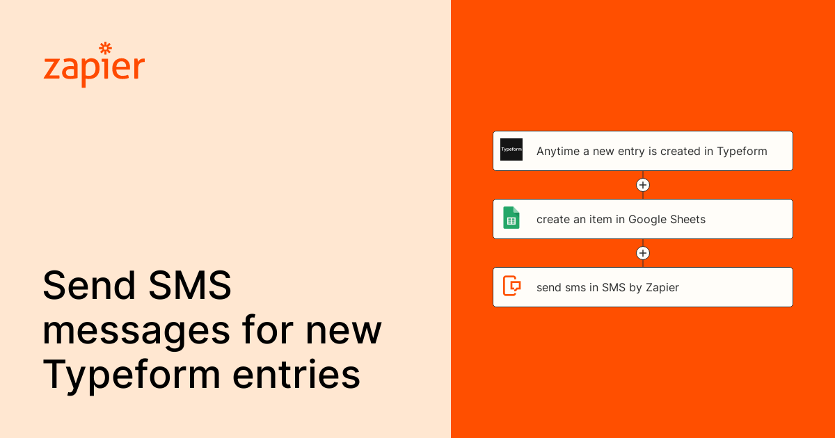 Anytime a new entry is created in Typeform, create an item in Google Sheets and send sms in SMS ...