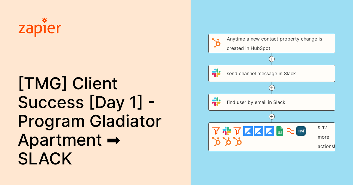 Anytime a new contact property change is created in HubSpot, send channel message in Slack, find ...