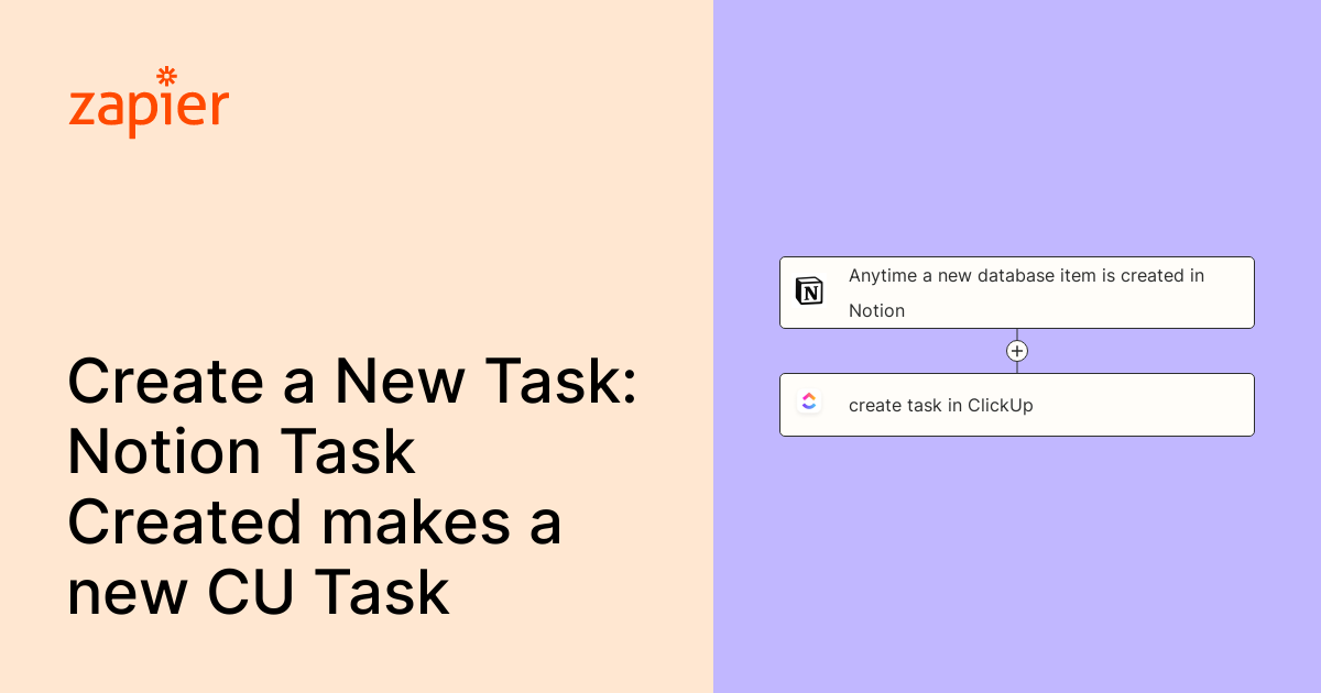 Anytime A New Database Item Is Created In Notion Create Task In Clickup Zapier