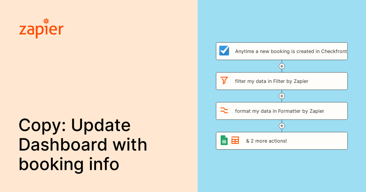 Anytime a new booking is created in Checkfront, filter my data in Filter by Zapier, format my ...
