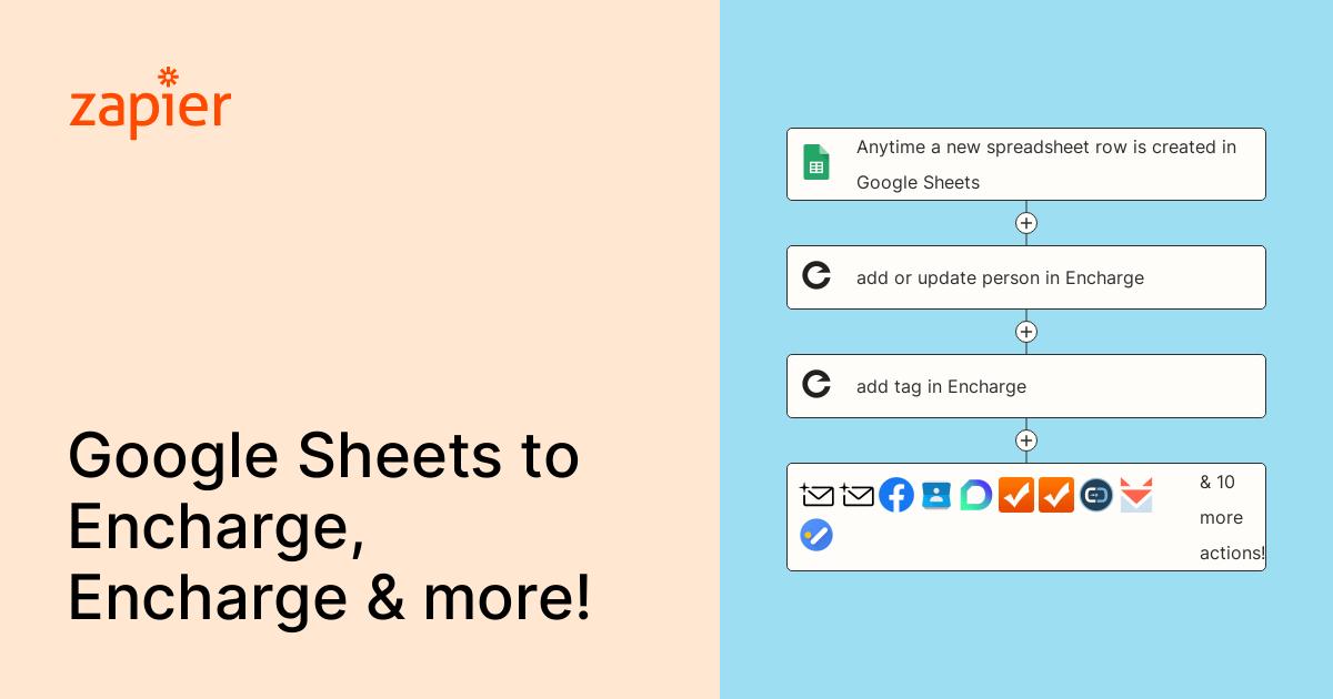 Anytime a new spreadsheet row is created in Google Sheets, add or update person in Encharge, add ...