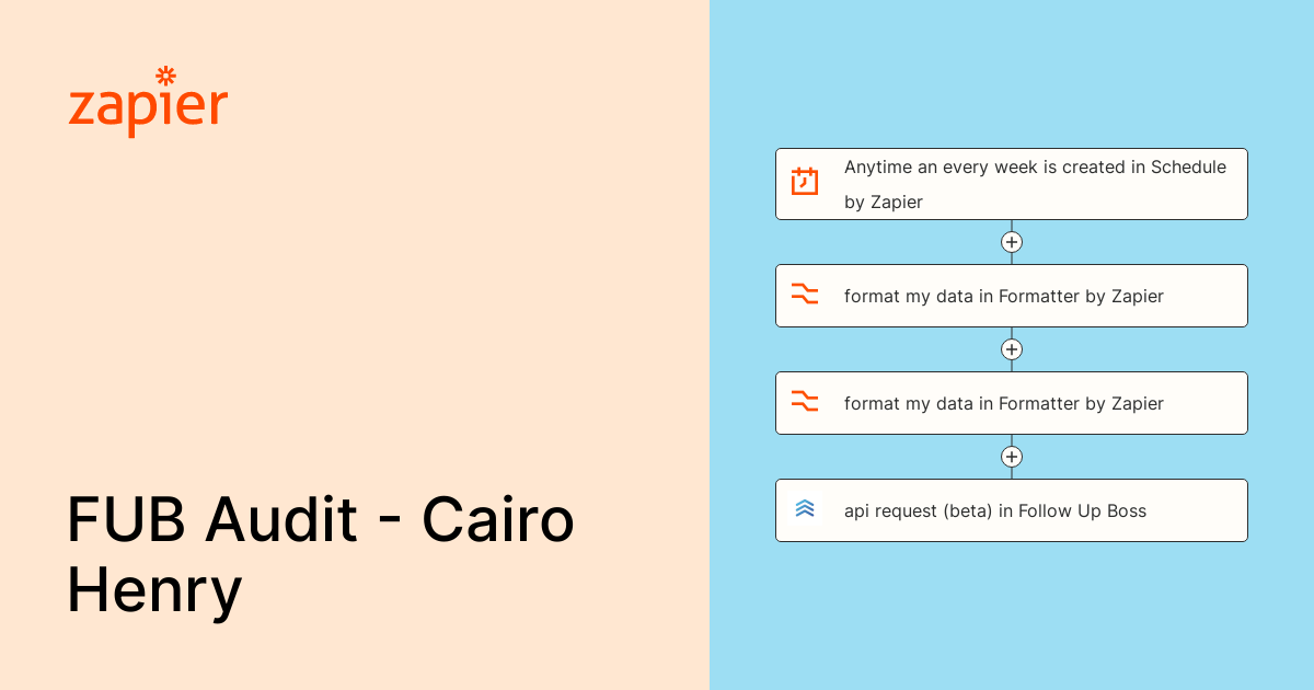 Anytime an every week is created in Schedule by Zapier, format my data in Formatter by Zapier ...