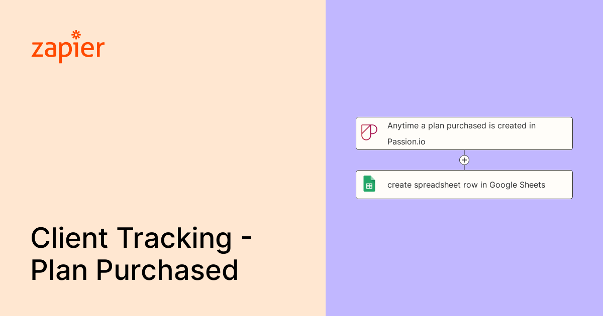 Anytime a plan purchased is created in Passion.io, create spreadsheet row in Google Sheets. | Zapier