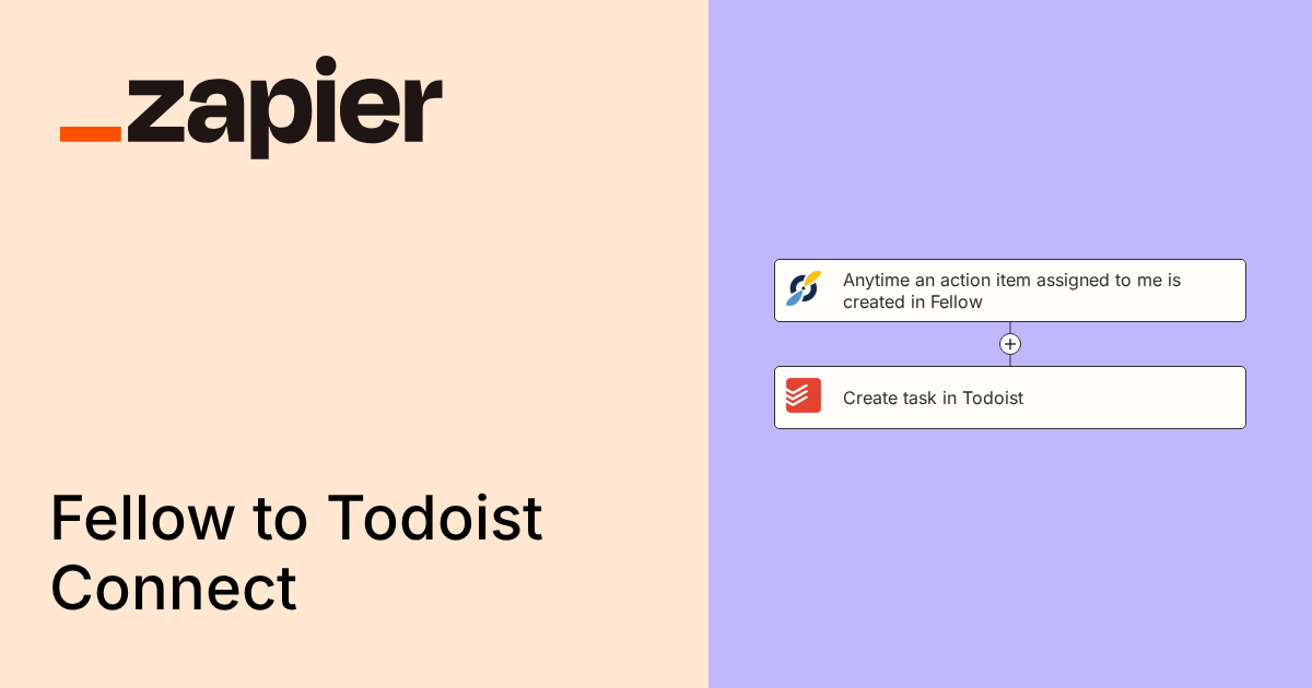 Anytime an action item assigned to me is created in Fellow, create task in Todoist. | Zapier