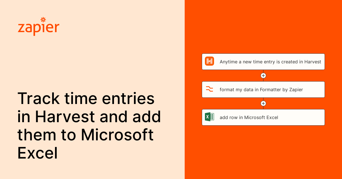 Anytime a new time entry is created in Harvest, format my data in Formatter by Zapier and add ...