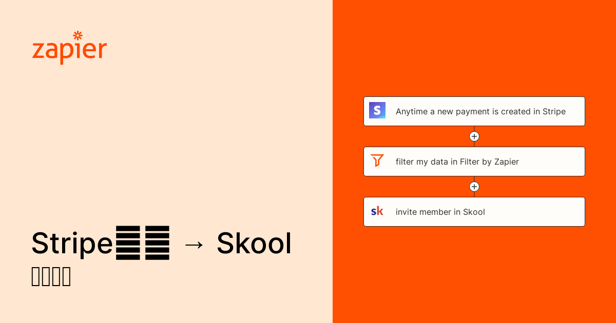 當客戶透過Stripe購買，自動寄送Skool邀請連結。 | Zapier