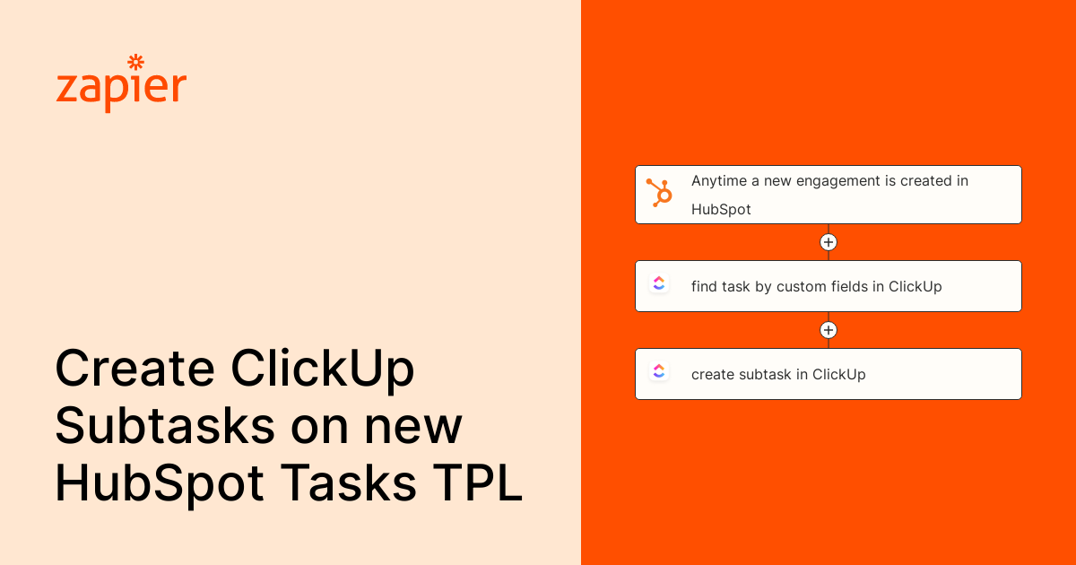 Anytime a new engagement is created in HubSpot, find task by custom fields in ClickUp and create ...