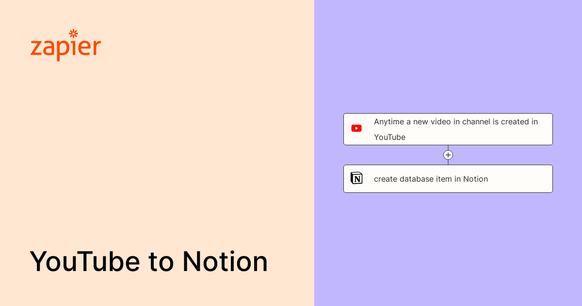 Anytime a new video in channel is created in YouTube, create database item in Notion. | Zapier