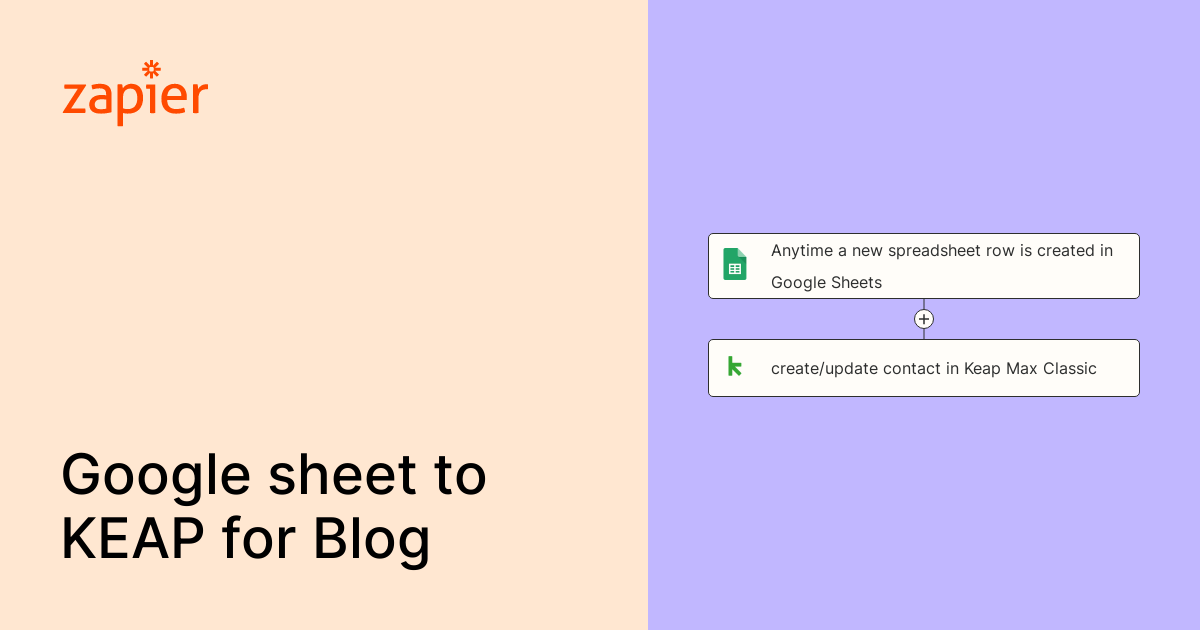 Anytime a new spreadsheet row is created in Google Sheets, create/update contact in Keap Max ...