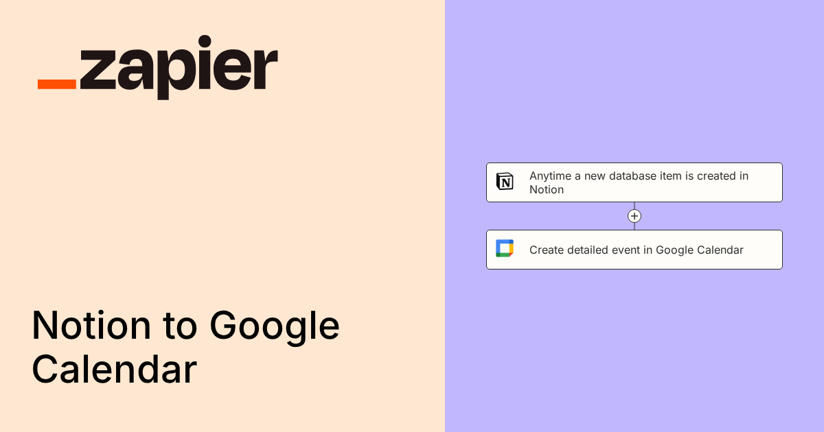 Anytime a new database item is created in Notion, create detailed event in Google Calendar. | Zapier