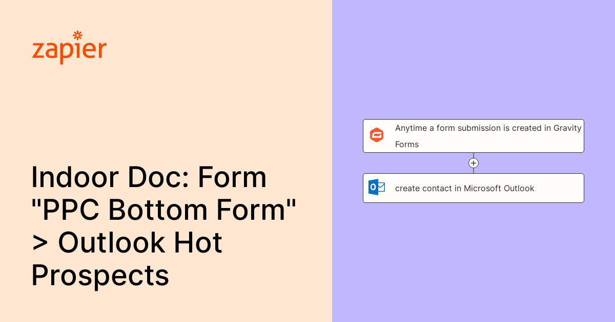 Anytime a form submission is created in Gravity Forms, create contact in Microsoft Outlook. | Zapier