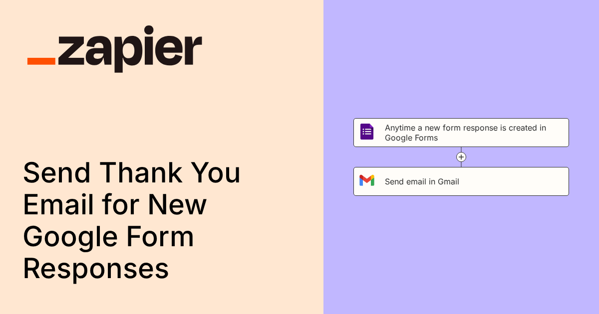 Anytime a new form response is created in Google Forms, send email in Gmail. | Zapier