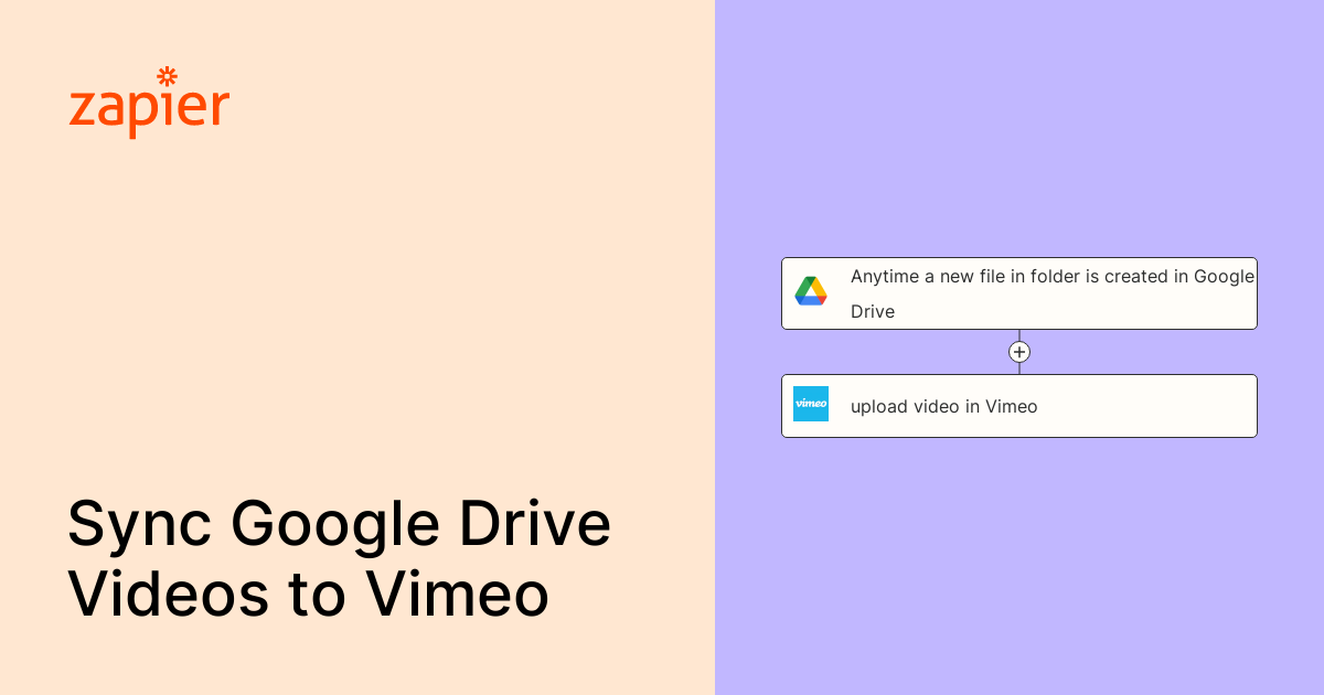 Anytime a new file in folder is created in Google Drive, upload video in Vimeo. | Zapier