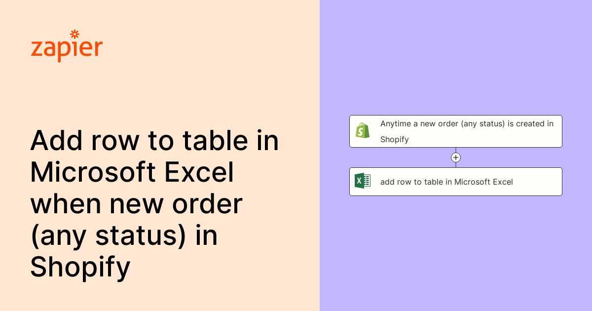 Anytime a new order (any status) is created in Shopify, add row to table in Microsoft Excel ...