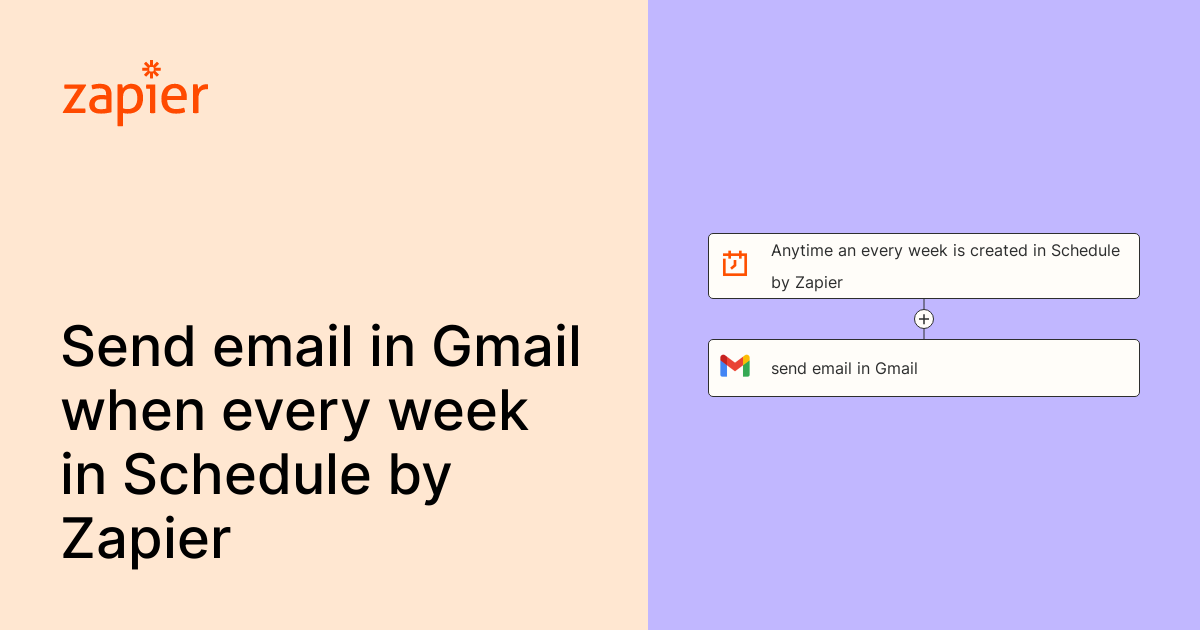 Anytime an every week is created in Schedule by Zapier, send email in Gmail. | Zapier