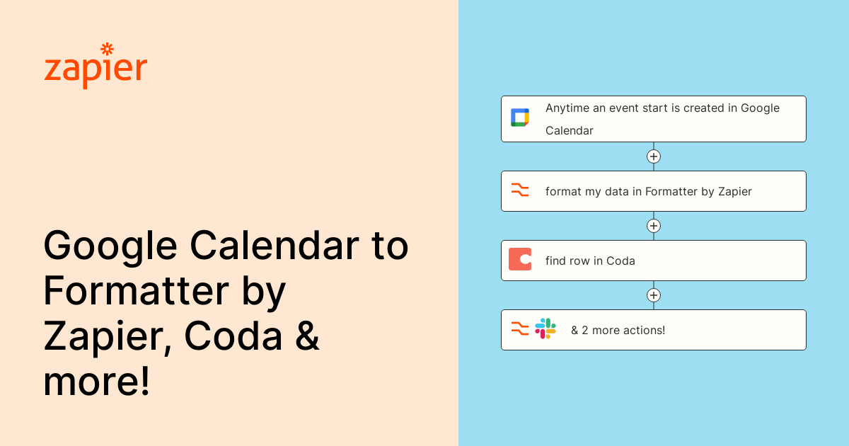 Anytime an event start is created in Google Calendar, format my data in Formatter by Zapier ...