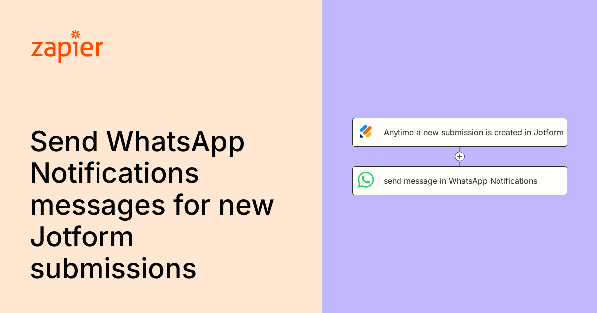 Anytime a new submission is created in Jotform, send message in WhatsApp Notifications. | Zapier
