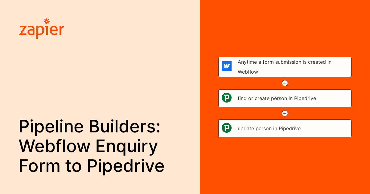 Anytime a form submission is created in Webflow, find or create person in Pipedrive and update ...
