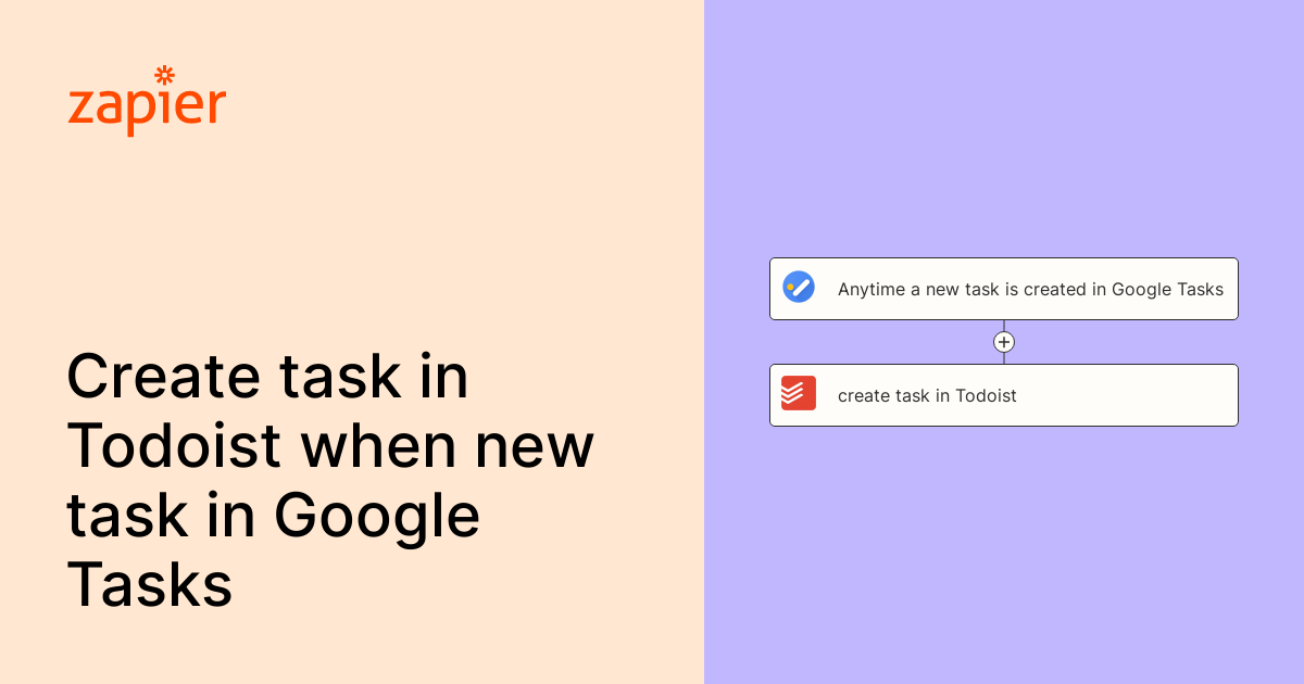 Anytime a new task is created in Google Tasks, create task in Todoist. | Zapier