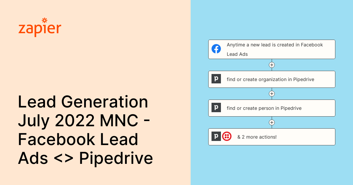 Anytime a new lead is created in Facebook Lead Ads, find or create organization in Pipedrive ...