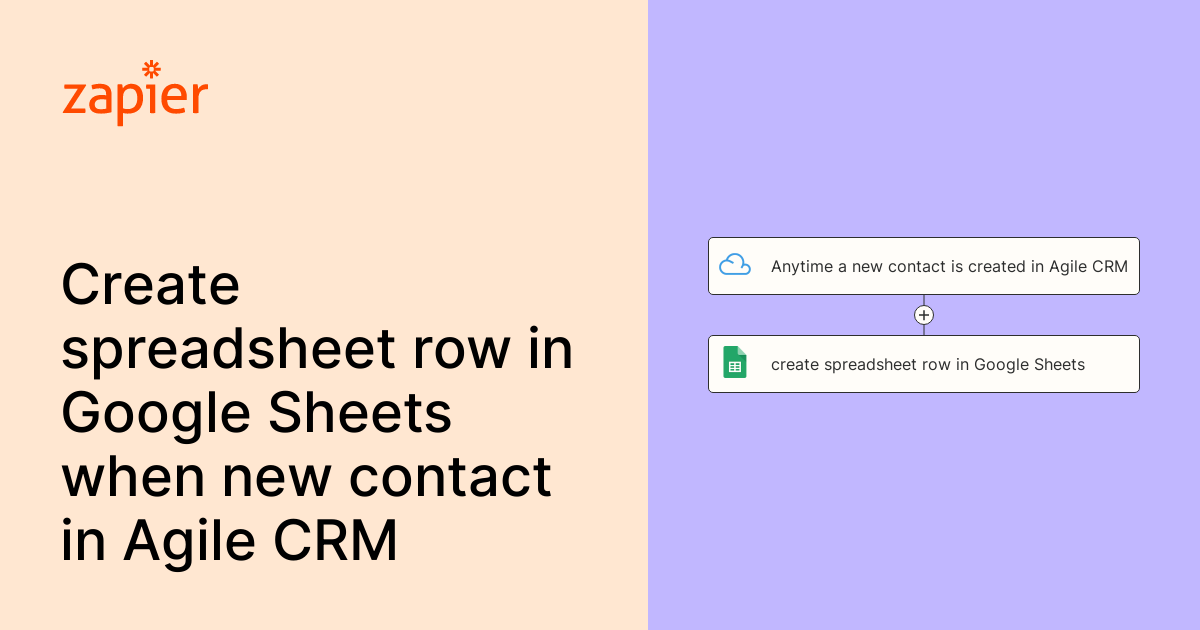 Anytime a new contact is created in Agile CRM, create spreadsheet row in Google Sheets. | Zapier