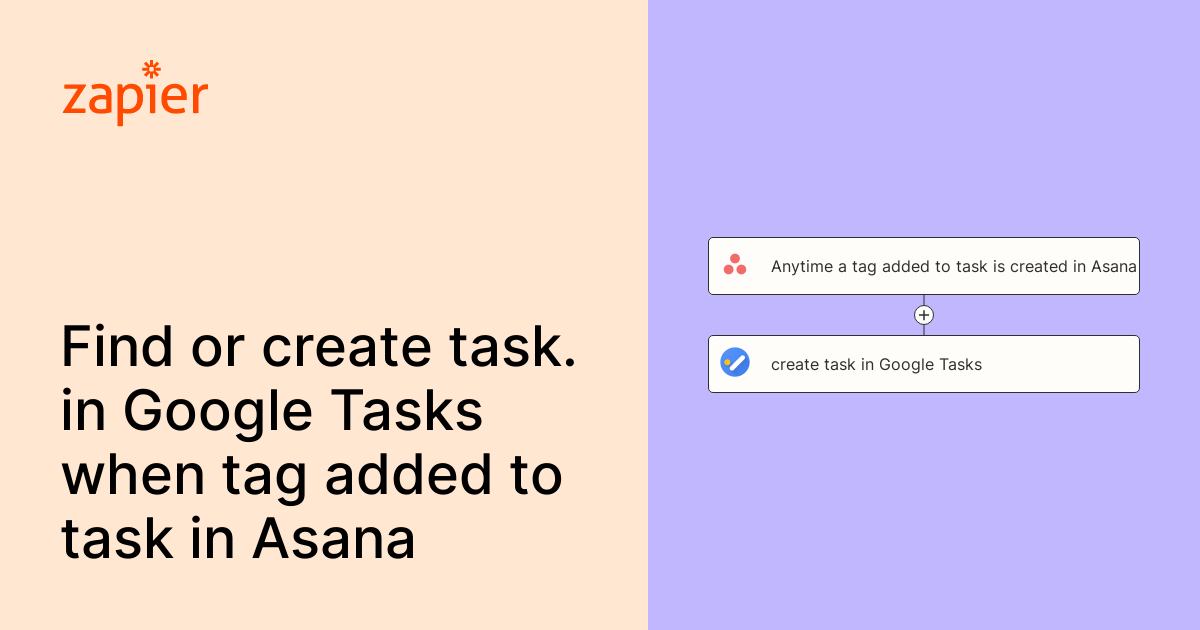 Anytime a tag added to task is created in Asana, find or create task. in Google Tasks. | Zapier