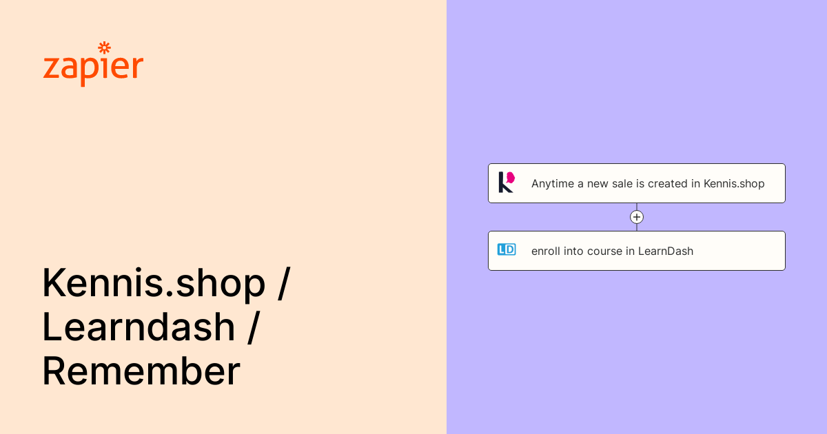 Anytime a new sale is created in Kennis.shop, enroll into course in LearnDash. | Zapier