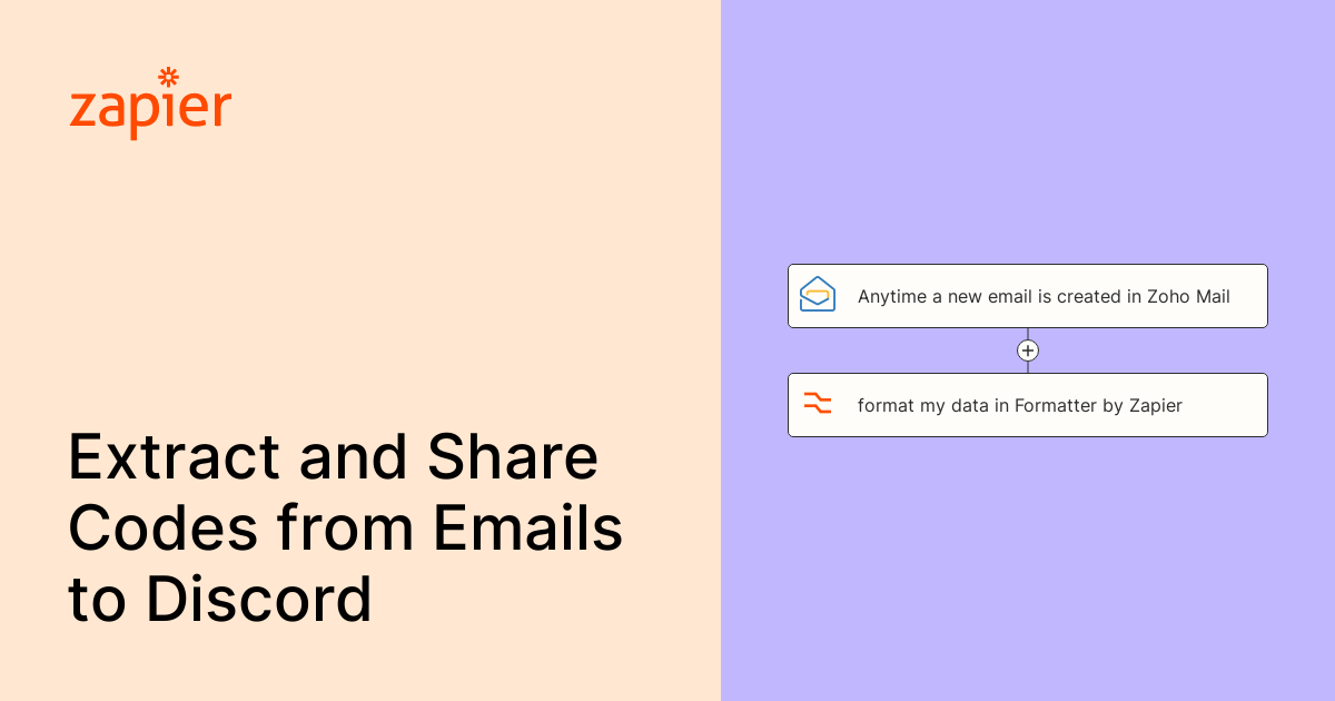 Anytime a new email is created in Zoho Mail, format my data in Formatter by Zapier. | Zapier