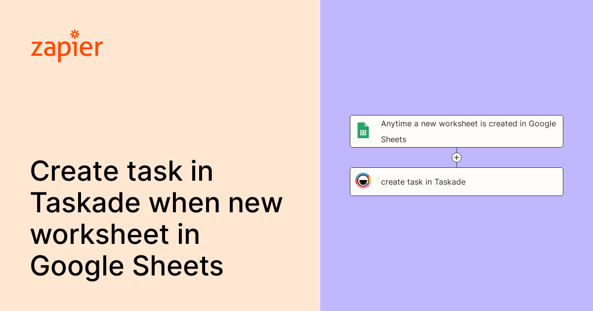 Anytime a new worksheet is created in Google Sheets, create task in Taskade. | Zapier