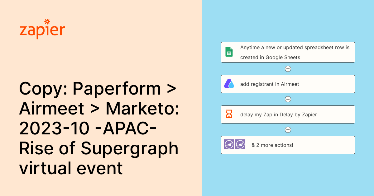 Anytime a new or updated spreadsheet row is created in Google Sheets, add registrant in Airmeet ...