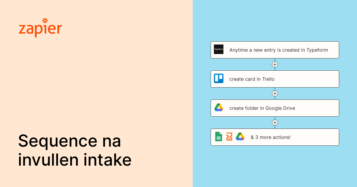 Anytime a new entry is created in Typeform, create card in Trello, create folder in Google Drive ...